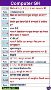 500+ Computer GK Question and Answer in Hindi PDF – GK Time Hindi
